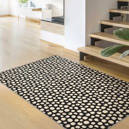 Teppich Beige Tusche Polkadots auf Schwarz