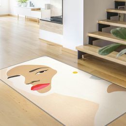 Teppich Line Art Portrait Frau Pastell Grau