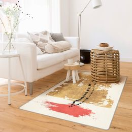 Teppich Abstrakte Formen - Gold und Rosa