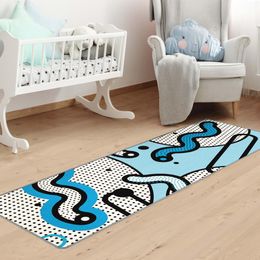 Teppich Komposition Neo Memphis Schwarz Blau