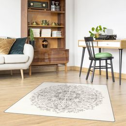 Teppich Mandala Aquarell Ornament schwarz weiß