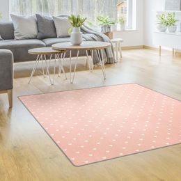 Teppich No.YK59 Weiße Herzen auf Rosa