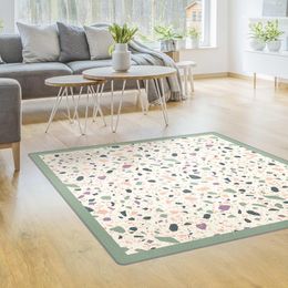 Teppich Detailliertes Terrazzo Muster Agrigento mit Rahmen