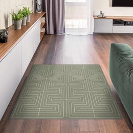 Teppich Geometrische Wellen olive