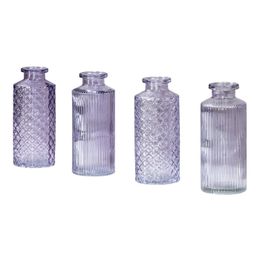 Levandeo® Dekovase, 4er Set Vase Lila H14cm Glas Blumenvase Tischdeko Frühling