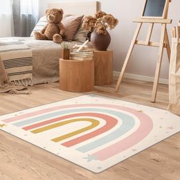Teppich Großer Regenbogen mit Sternen und Pünktchen