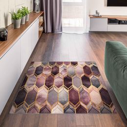 Teppich Glasmalerei geometrisch Rosé Gold