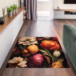 Teppich Blumenbild in warmen Farben