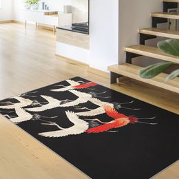 Teppich Asiatische Kraniche in Gewebeoptik