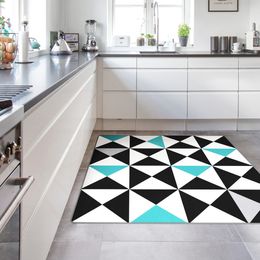 Teppich Geometrisches Muster große Dreiecke Farbakzent Türkis