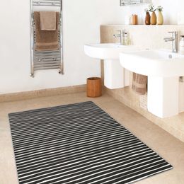 Teppich Schwarz Weiße Streifen