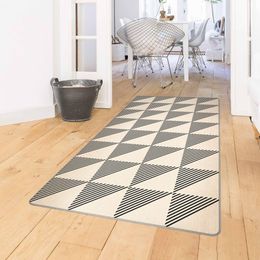 Teppich Beige Dreiecke und Streifen auf Schwarz