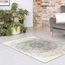 Teppich Mandala Aquarell Ornament Muster Schwarz-Weiß
