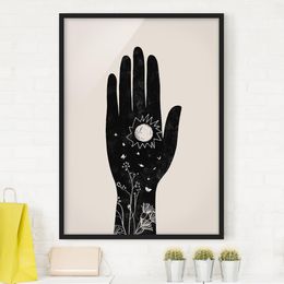 Bild mit Rahmen Hand mit Sonne