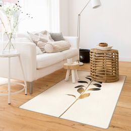 Teppich Grafische Pflanzenwelt - Gold und Grau