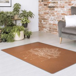 Teppich Boho Lotusblüte weiß Korkoptik