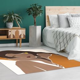 Teppich Line Art Frau Braun Beige