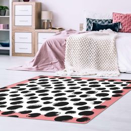 Teppich Schwarze Tusche Polkadots mit Rahmen