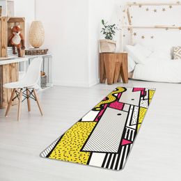 Teppich Komposition Neo Memphis Pink und Gelb