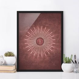 Bilderwelten Bild mit Rahmen Spirituell braun Vintage inkl. Rahmung - Boho Sonne II - Retro Wohnzimmer Schlafzimmer