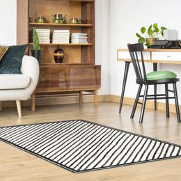 Teppich Schwarze Tusche Linienmuster mit Rahmen