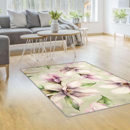 Teppich Magnolien Illustration auf Mint