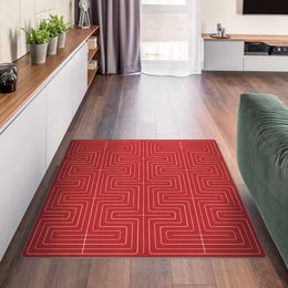 Teppich Geometrische Wellen rot