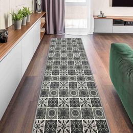 Teppich Orientalischer Mandala Mustermix in Schwarz mit Glitzeroptik