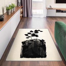 Teppich Grafische Pflanzenwelt - Schwarze Blätter