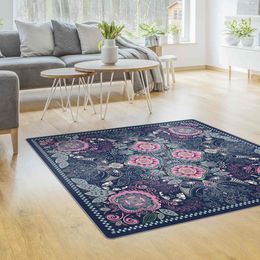 Teppich Detailliertes Boho Muster in Blau