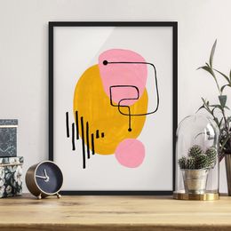 Bilderwelten Bild mit Rahmen originell beige Abstrakt inkl. Rahmung - Partystimmung II - Deko Wohnzimmer Schlafzimmer