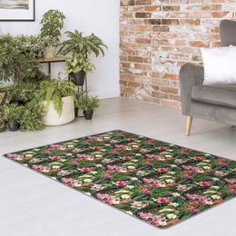 Teppich Bunte tropische Blumen Collage