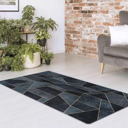 Teppich Blaue Geometrie Aquarell