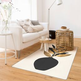 Teppich Grafische Pflanzenwelt - Gold und Schwarz