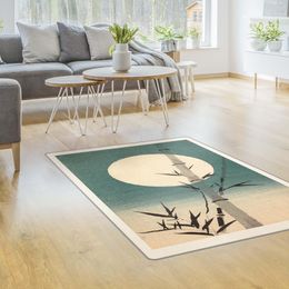 Teppich Japanische Zeichnung Bambus und Mond