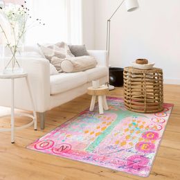 Teppich Bunte Collage - Bon Voyage mit Palme
