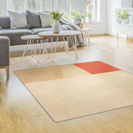 Teppich Oranges Rechteck auf Beige