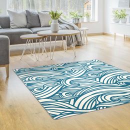 Teppich Wellenlinien in Blau