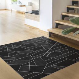 Teppich Schwarz Weiß Geometrie Aquarell