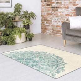 Teppich Mandala Aquarell Ornament halbkreis türkis