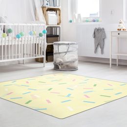 Teppich Buntes Konfetti aus Pastellstreifen