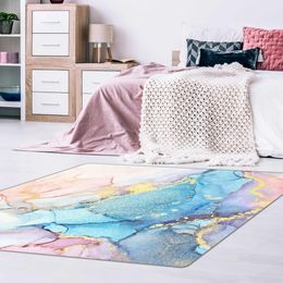 Teppich Aquarell Pastell Bunt mit Gold