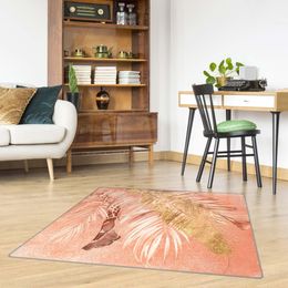Teppich Palmenblätter Rosa und Gold II