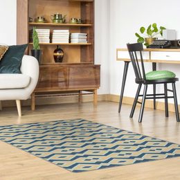 Teppich Zickzack Linien Beige Blau