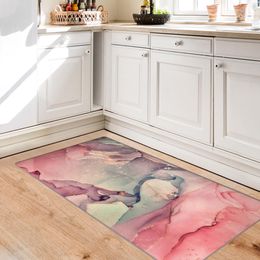 Teppich Aquarell Pastell Rosa mit Gold