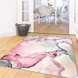 Teppich Aquarell Pastell Rosa mit Gold