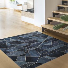 Teppich Blaue Geometrie Aquarell