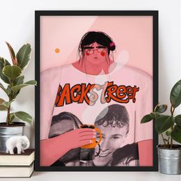 Bilderwelten Bild mit Rahmen Kulinarisch beige Illustration inkl. Rahmung - Jeden verdammten Morgen - Kaffee Wohnzimmer Schlafzimmer