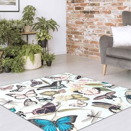 Teppich Vintage Collage - Schmetterlinge und Libellen