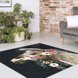 Teppich Lama mit Blumenschmuck II